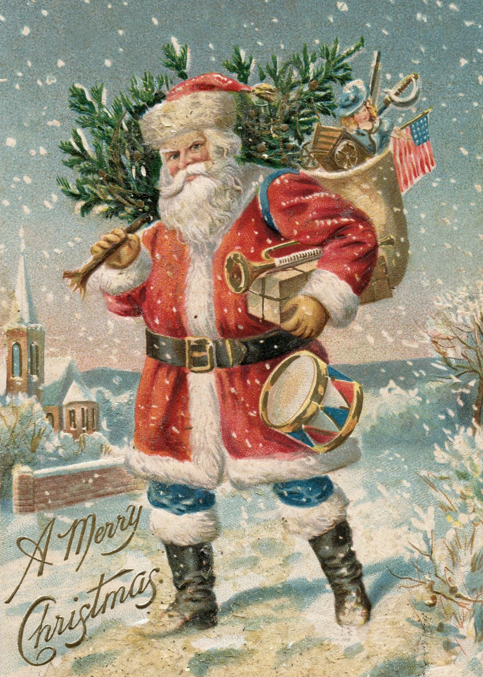 Vintage Santa Print Set Vintage Art Antique Christmas Art - Etsy