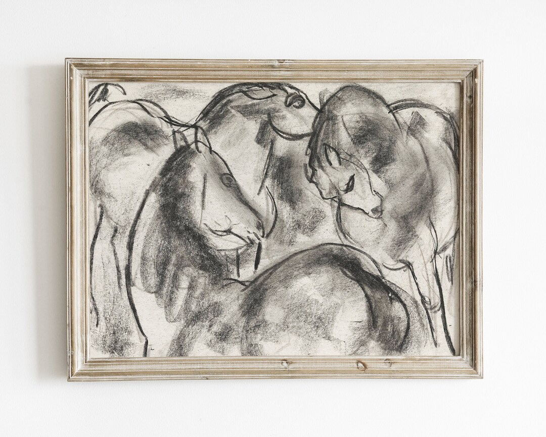 Abstract Horse Print, Vintage Line Drawing, Minimalist Art Print, Horse ...