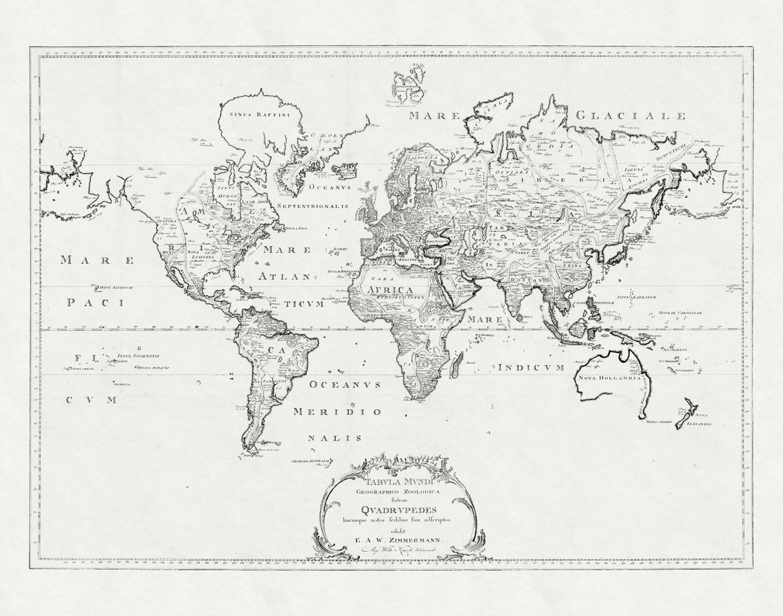 Vintage World Map Print: Antique Classroom Decor (digital Download) - Etsy