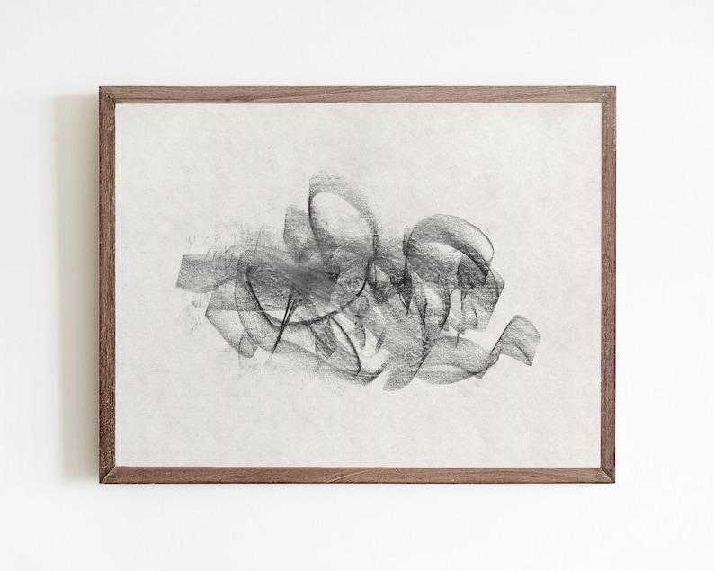Abstract Charcoal Scribble Art Print: Minimalist Modern Decor (digital ...