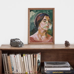 Eclectic Woman Portrait Wall Art, Vintage Female Portrait Painting ...