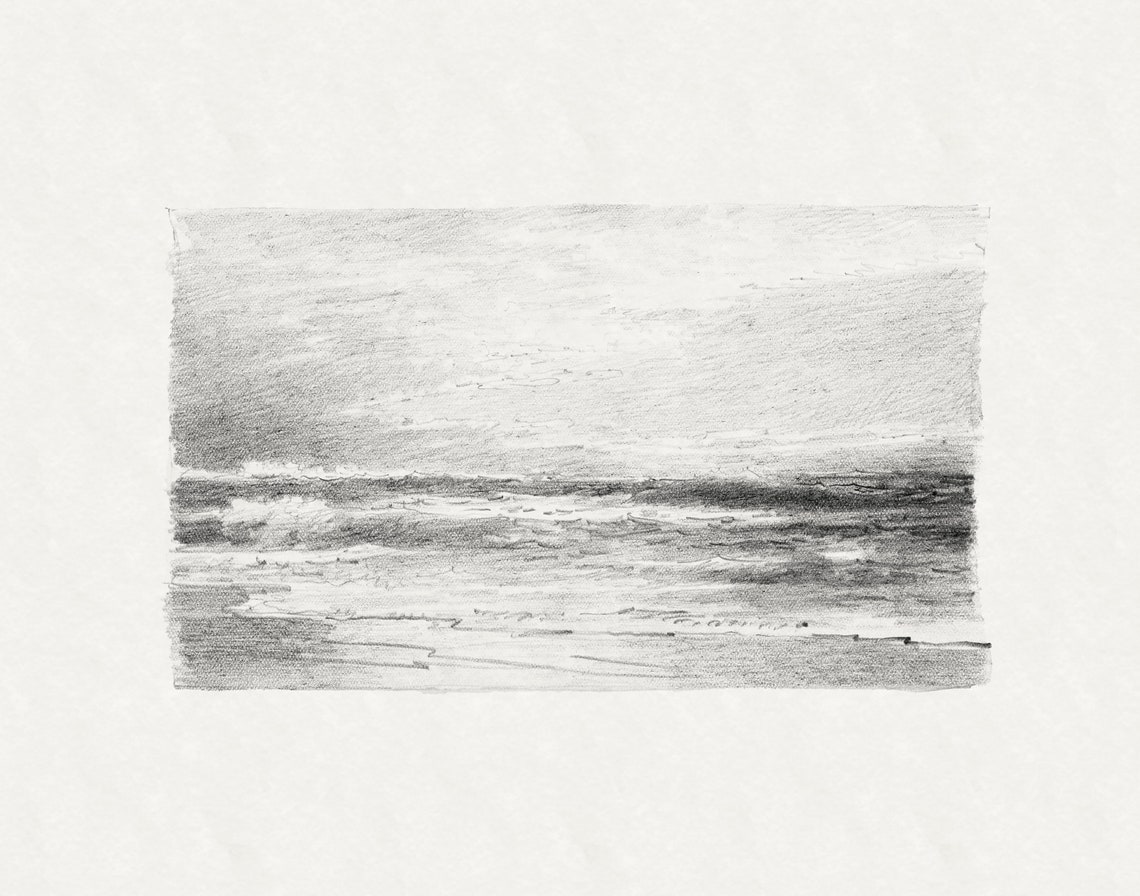 Coastal Decor Seascape Art Vintage Art Beach Drawing - Etsy