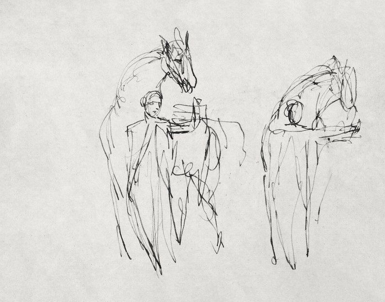Abstract Horse Line Art Drawing Vintage Horse Painting - Etsy