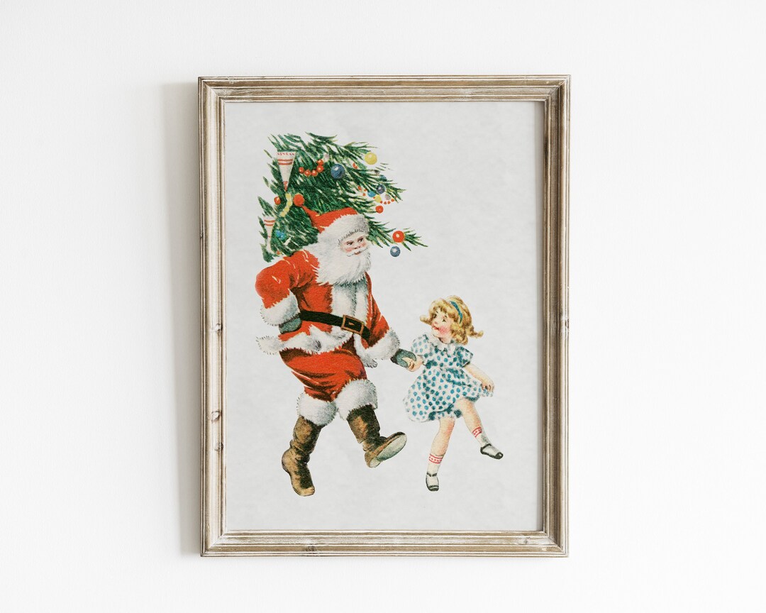 Vintage Santa Print, Vintage Christmas Art, Santa Claus Print, Santa ...