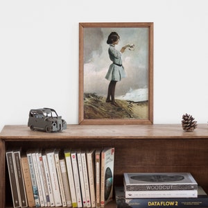Vintage Girl Portrait Painting, Girls Room Art Print, Neutral Wall Art ...