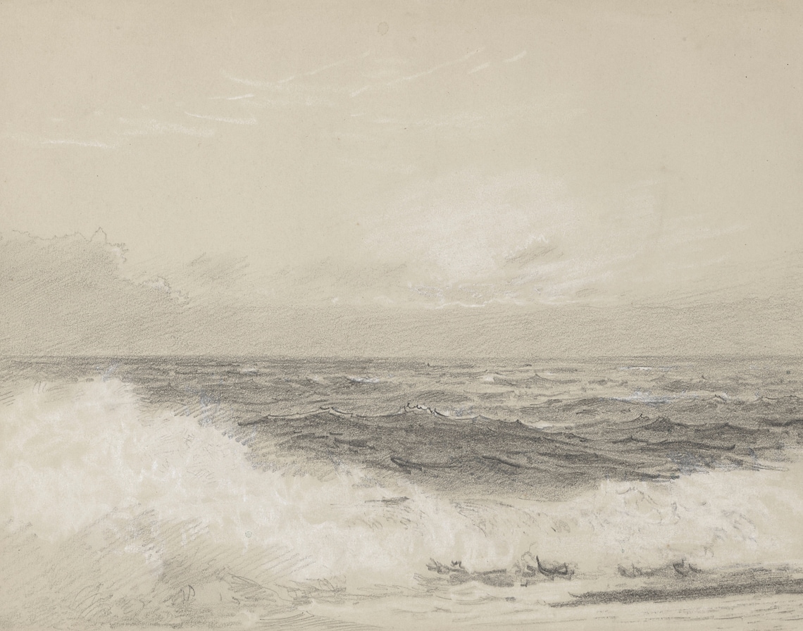 Vintage Ocean Wave Sketch Art Print: Nautical Wall Decor (digital ...