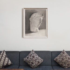 Statue Wall Art, Marble Bust Drawing, Vintage Man Sketch Art, Figure ...