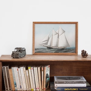 Vintage Nautical Wall Art, Ship Painting, Nautical Boat Art Print ...