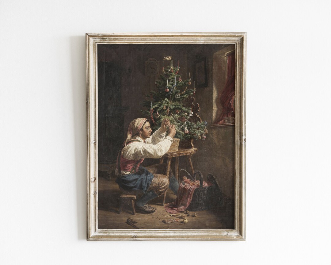 Vintage Christmas Art Print, Christmas Tree Print, Farmhouse Christmas ...