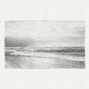 Ocean Art, Coastal Decor, Seascape Art, Vintage Art, Beach Drawing ...