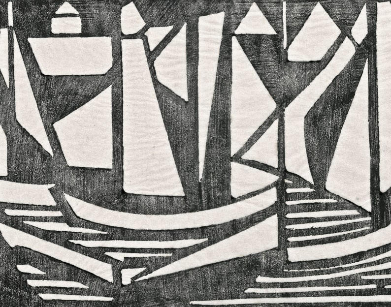 Abstract Prints Linocut Print Line Art Minimalist Wall Art | Etsy