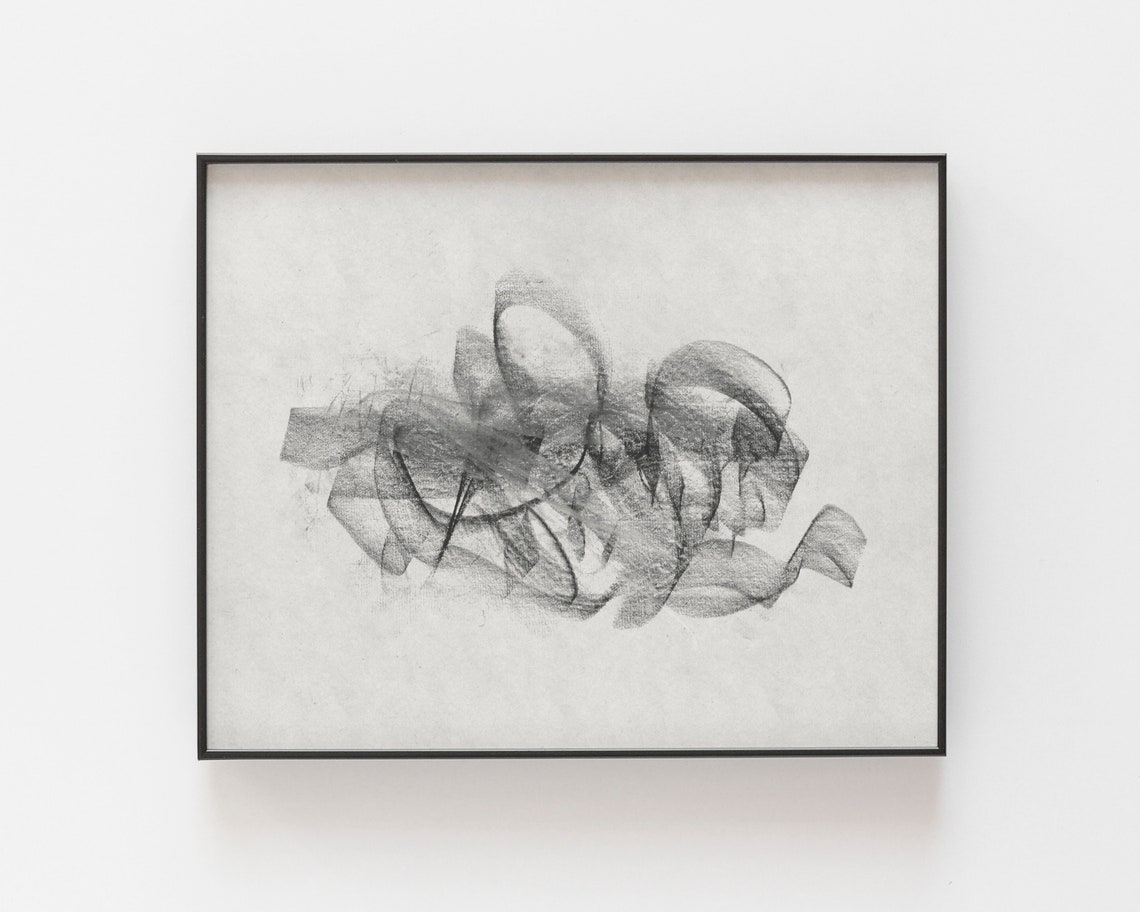 Abstract Charcoal Scribble Art Print: Minimalist Modern Decor (digital ...