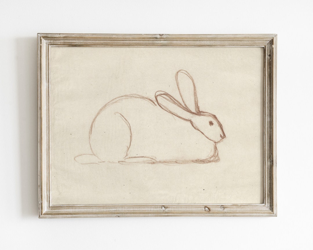 Vintage Rabbit Drawing, Abstract Sketch Art, Abstract One Line Drawing ...