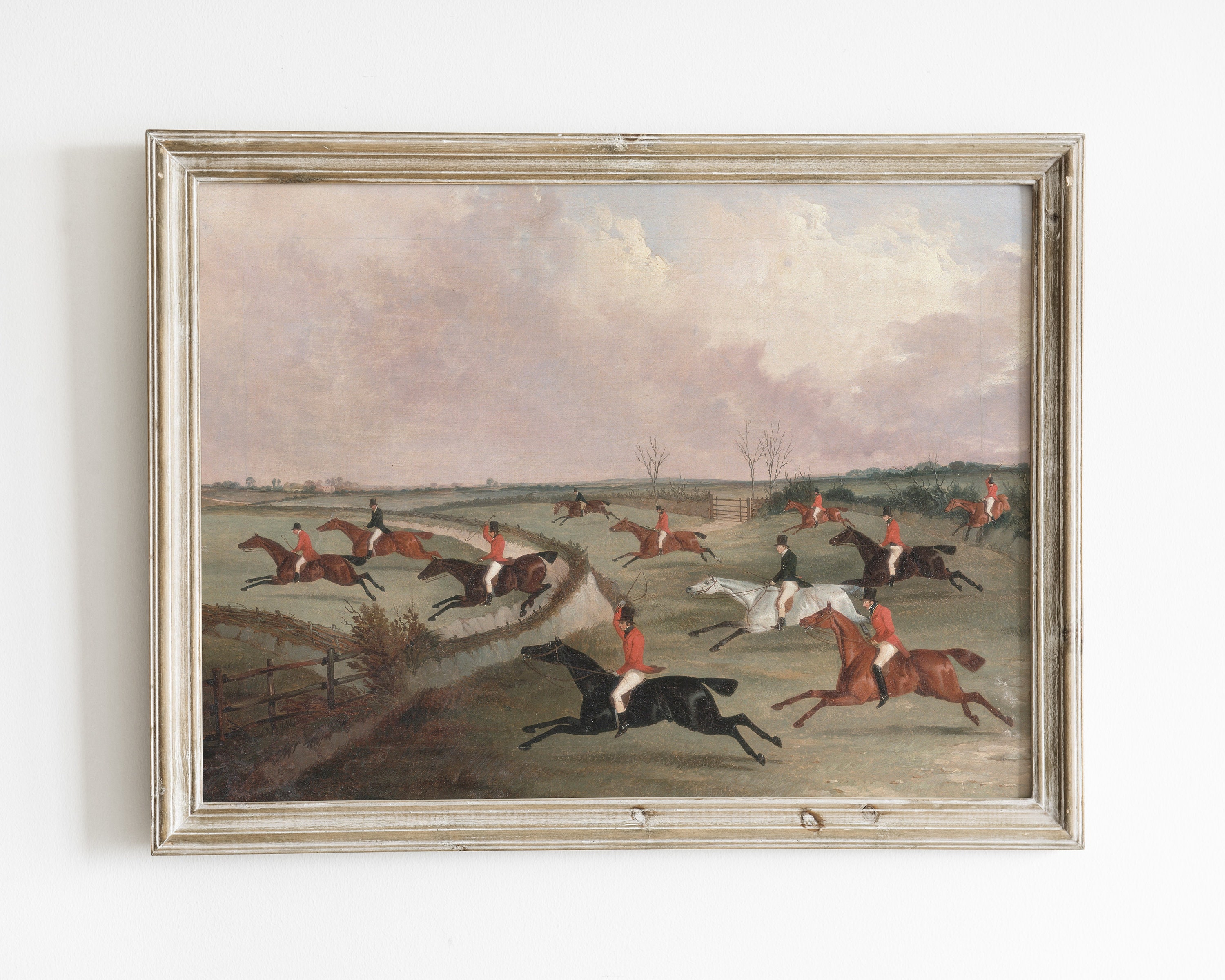 Vintage Fox Hunt Painting Landscape