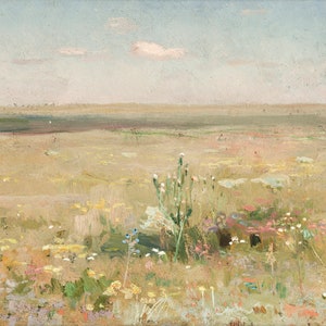 Vintage Desert Landscape Painting: French Country Wall Art (digital ...