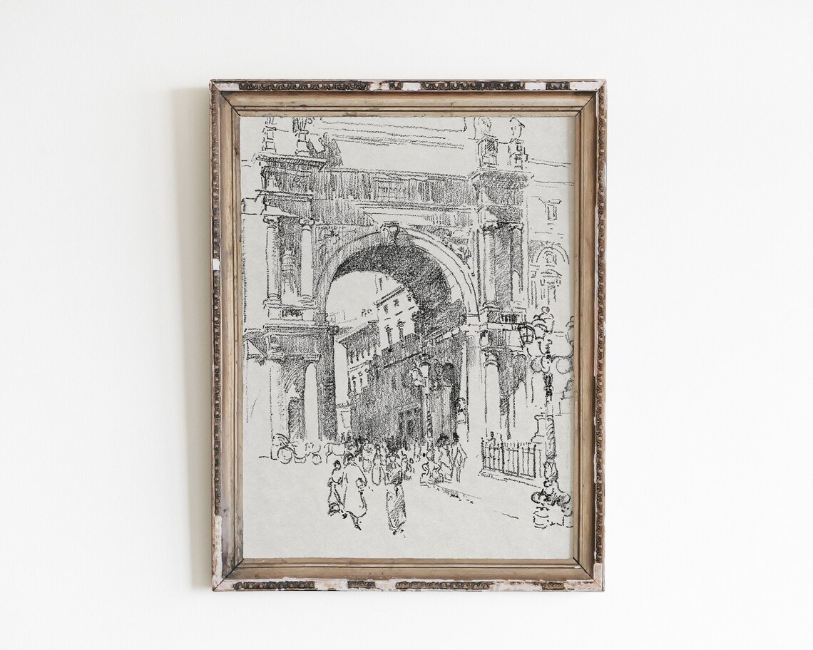 Antique Arch Sketch Art Vintage Architecture Wall Art for - Etsy