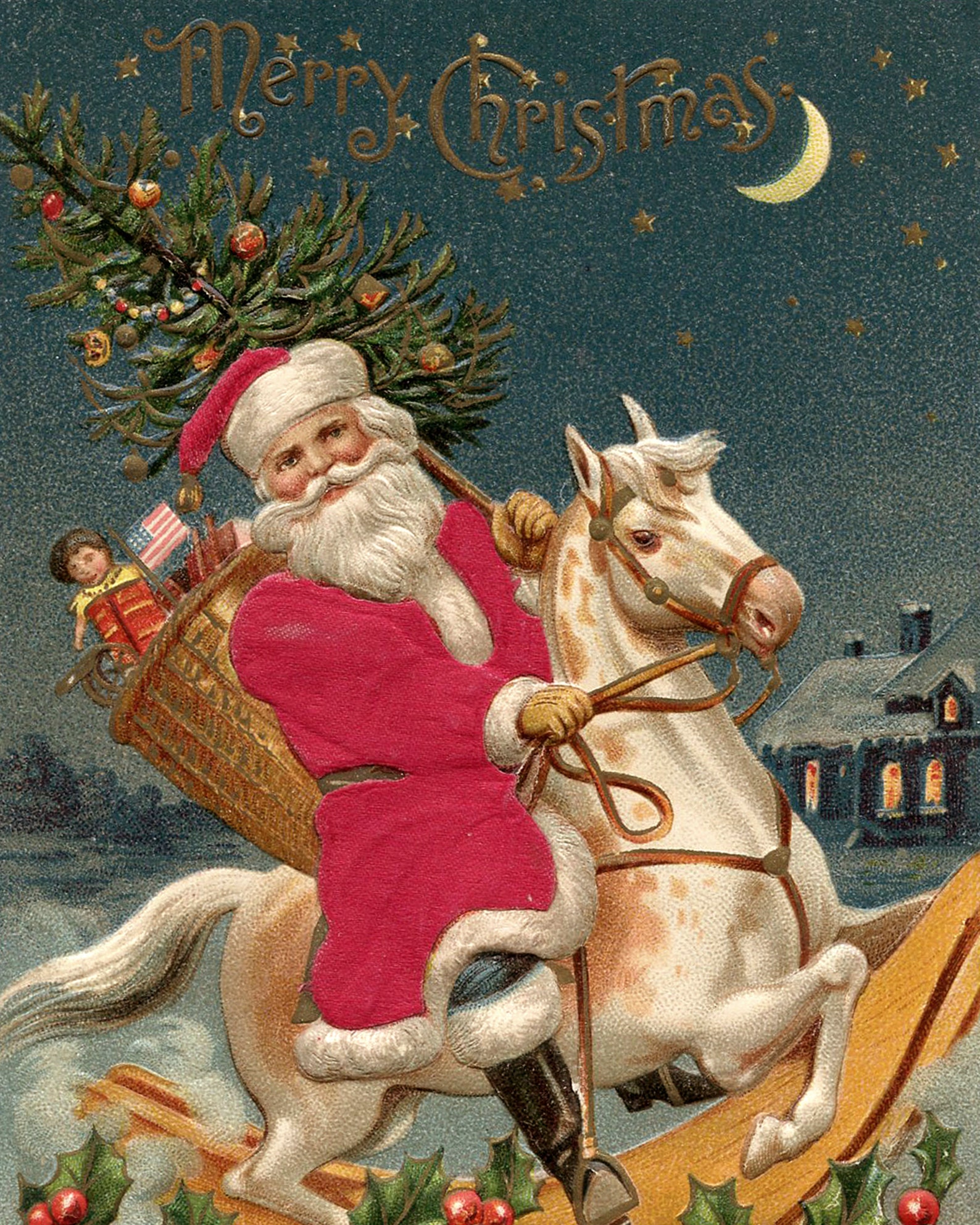 Vintage Santa Print Set Vintage Art Antique Christmas Art - Etsy