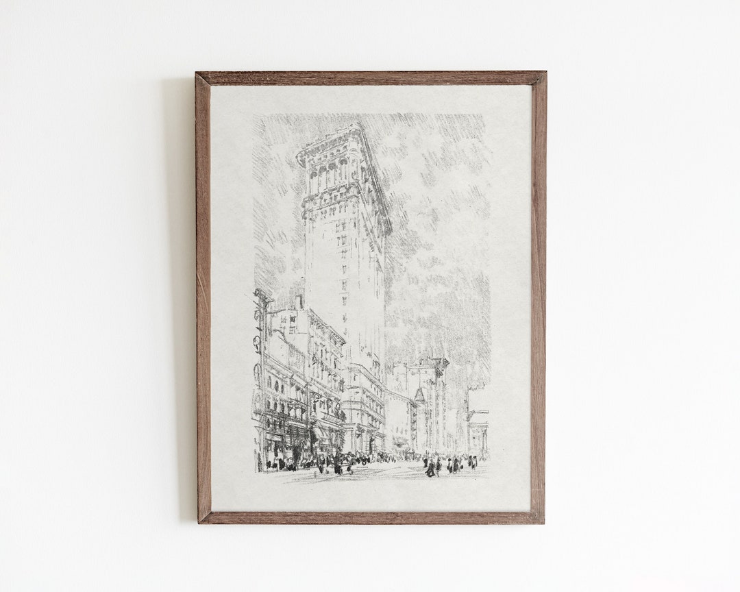Flatiron Building Print, Vintage New York City Sketch Poster, New York ...