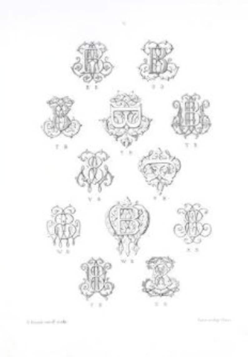 864 French MONOGRAM INITIALS Louis XIV Vintage Monograms for | Etsy