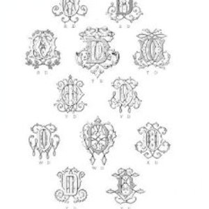 864 French MONOGRAM INITIALS Louis XIV Vintage Monograms for Embroidery ...