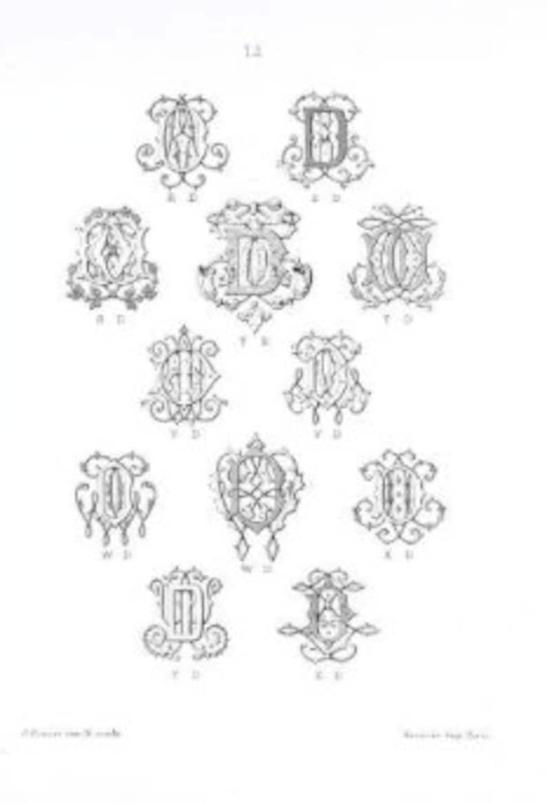 864 French MONOGRAM INITIALS Louis XIV Vintage Monograms for | Etsy