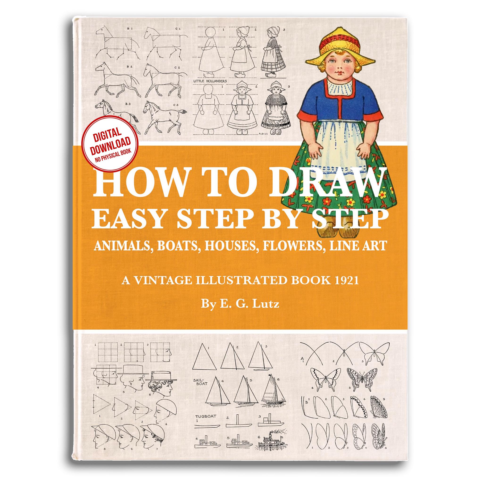 Vintage How to Draw Book: Easy Step-by-step Line Art (digital Download ...