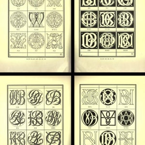 1200 MONOGRAMS & CIPHERS Vintage Illustrated Designs for Embroidery ...