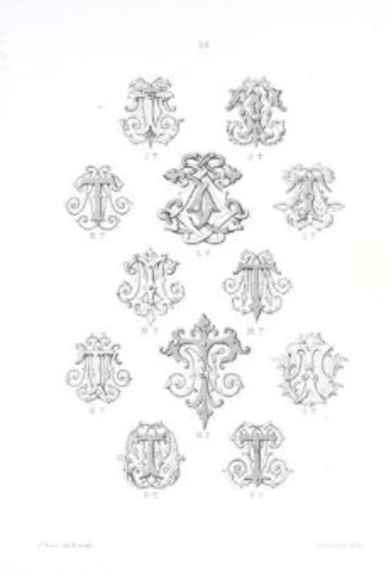 864 French MONOGRAM INITIALS Louis XIV Vintage Monograms for | Etsy