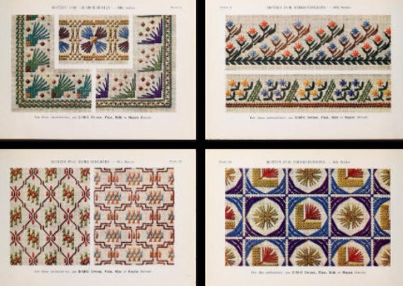 Sewing & Fiber Crewel 28 Pages of French Full Color Hand EMBROIDERY ...