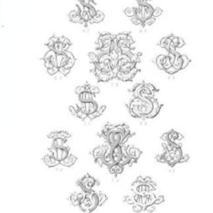 864 French MONOGRAM INITIALS Louis XIV Vintage Monograms for Embroidery ...