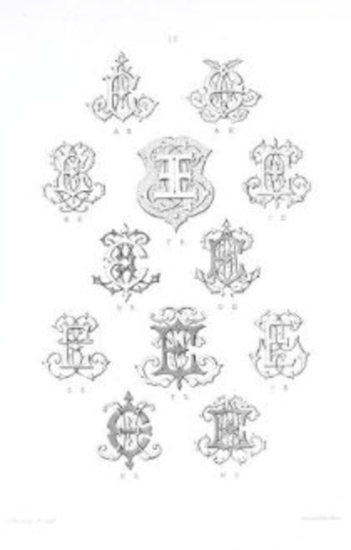 864 French MONOGRAM INITIALS Louis XIV Vintage Monograms for | Etsy