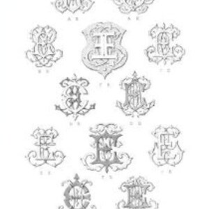 864 French MONOGRAM INITIALS Louis XIV Vintage Monograms for Embroidery ...