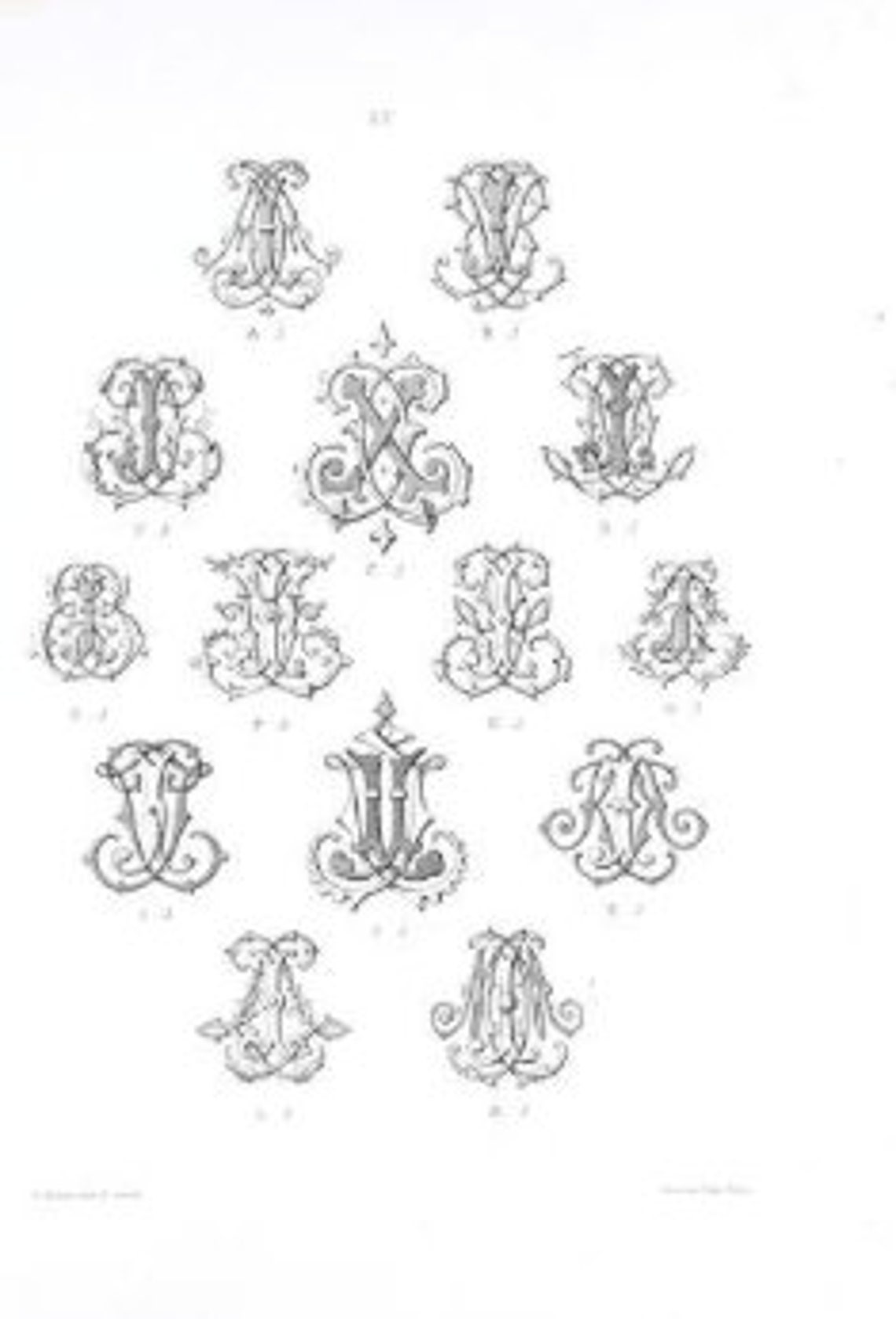 864 French MONOGRAM INITIALS Louis XIV Vintage Monograms for | Etsy