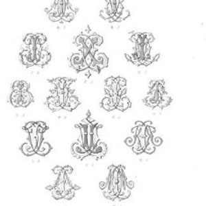 864 French MONOGRAM INITIALS Louis XIV Vintage Monograms for Embroidery ...