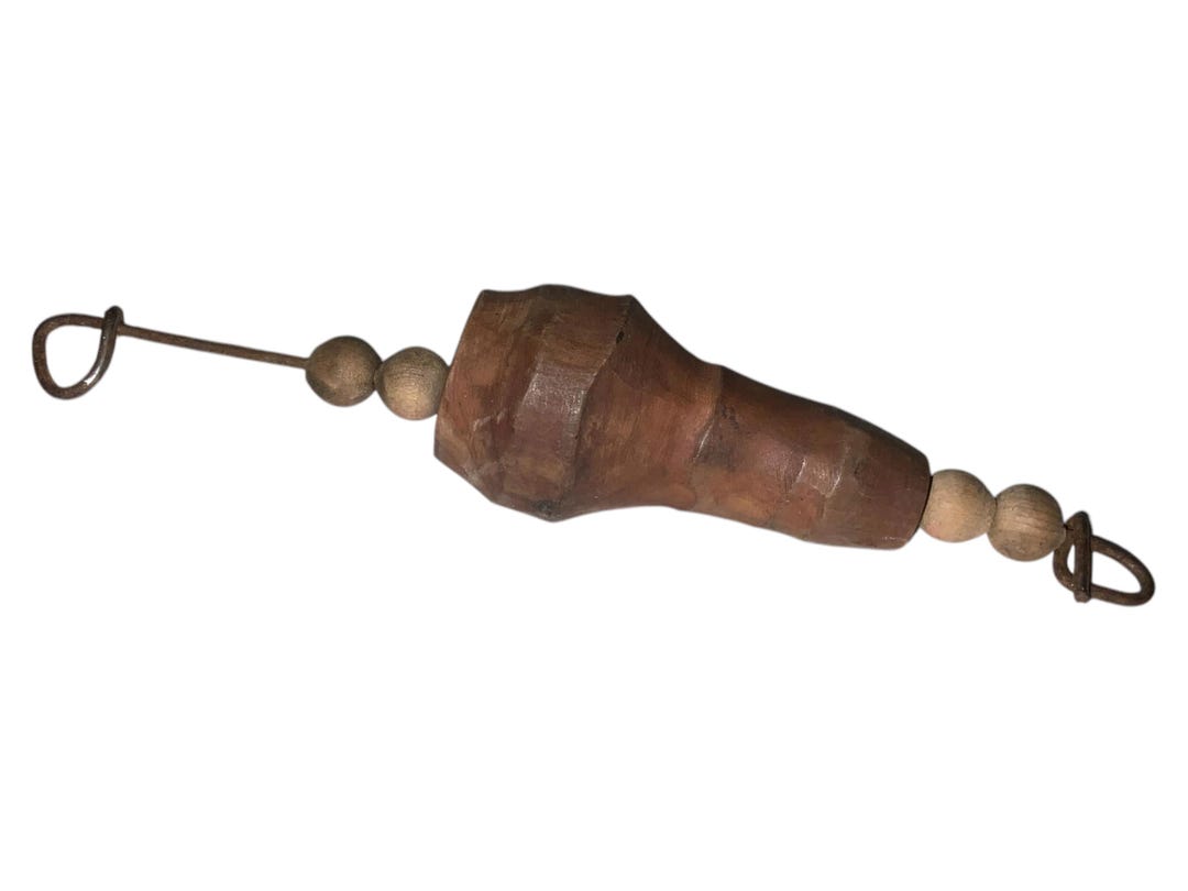 Antique Primitive Hand Whittled Carved Wood Fishing Float Bobber Lure ...