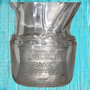 Vintage Abraham Lincoln Glass Figural Bank Bottle With Original Cap ...