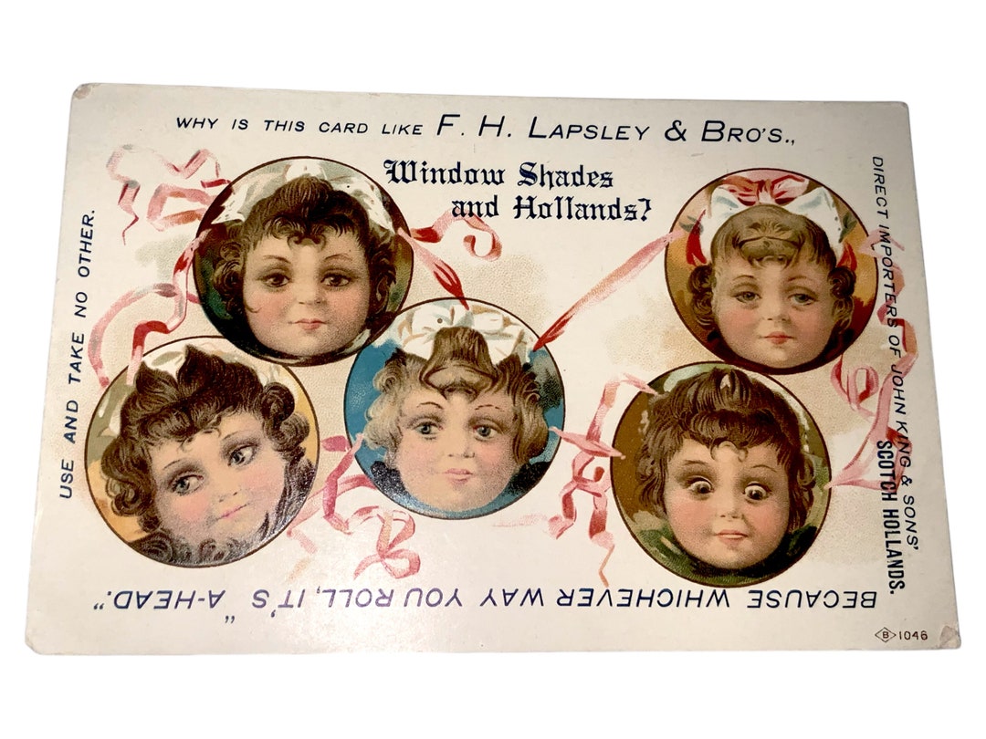 Vintage F.H. Lapsley Advertising Trade Card, Window Shades & Weird ...