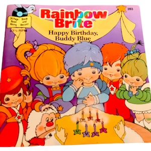Vintage Rainbow Brite Happy Birthday Blue Book and Record Character ...