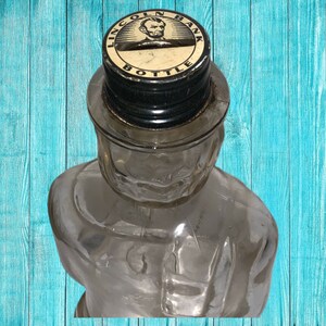 Vintage Abraham Lincoln Glass Figural Bank Bottle With Original Cap ...