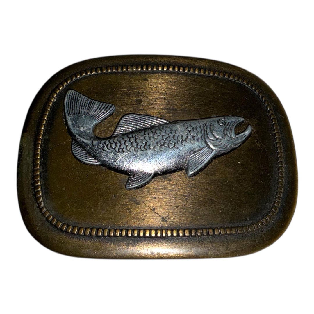Vintage Salmon Fish Belt Buckle Fisherman Fishing Outdoorsman Made in ...