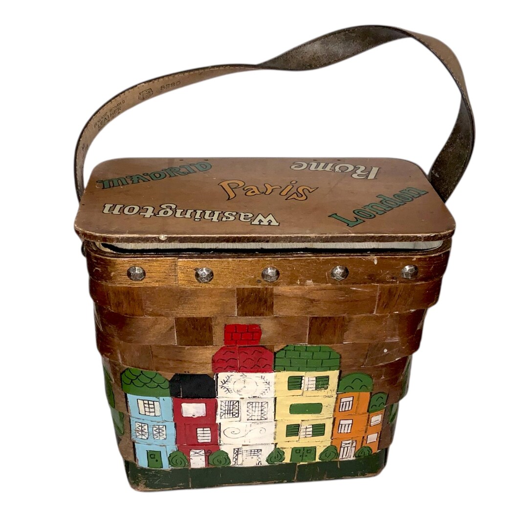 Vintage Gail Gail Dallas Woven Picnic Basket Pocketbook Purse Handbag ...