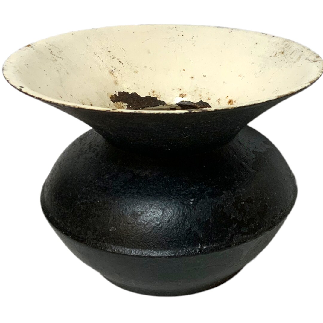 Antique Railroad Cast Iron Spittoon Cuspidor Enamel Lined RARE 1800s ...