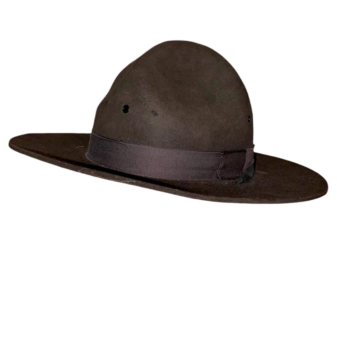 Vintage Stratton Military Drill Sergeant Hat Montana Pinch Style Size 6 ...