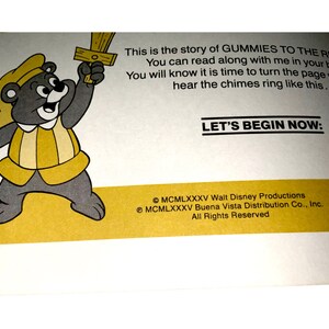 Vintage Disney’s Gummi Bears Gummies to the Rescue Book and Record ...