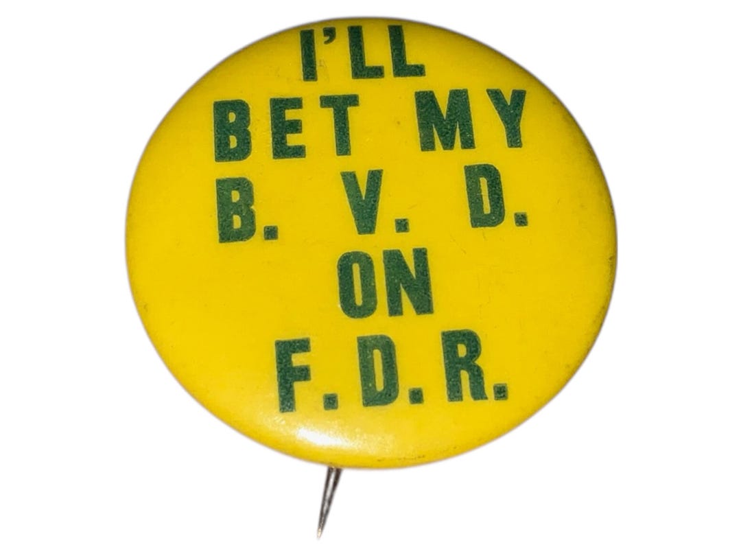 Vintage Franklin D. Roosevelt FDR Political Button Presidential ...
