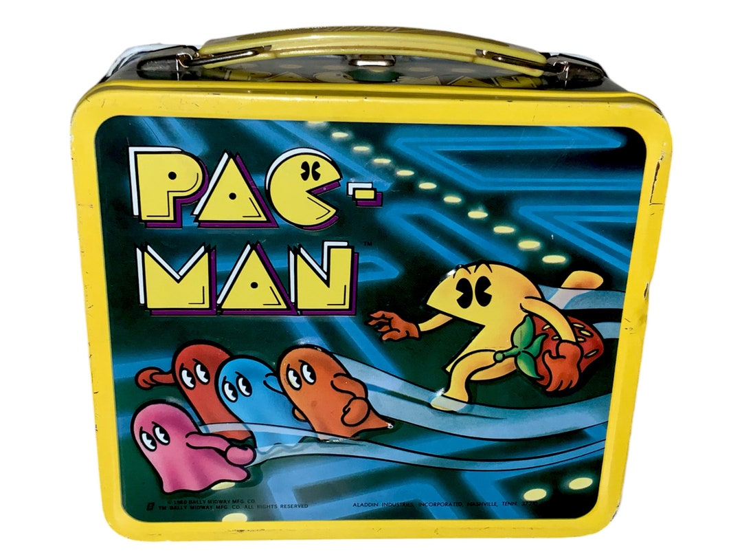 Vintage Pac Man Metal Lunchbox 1980 Lunch Box Movie Show Video Game ...