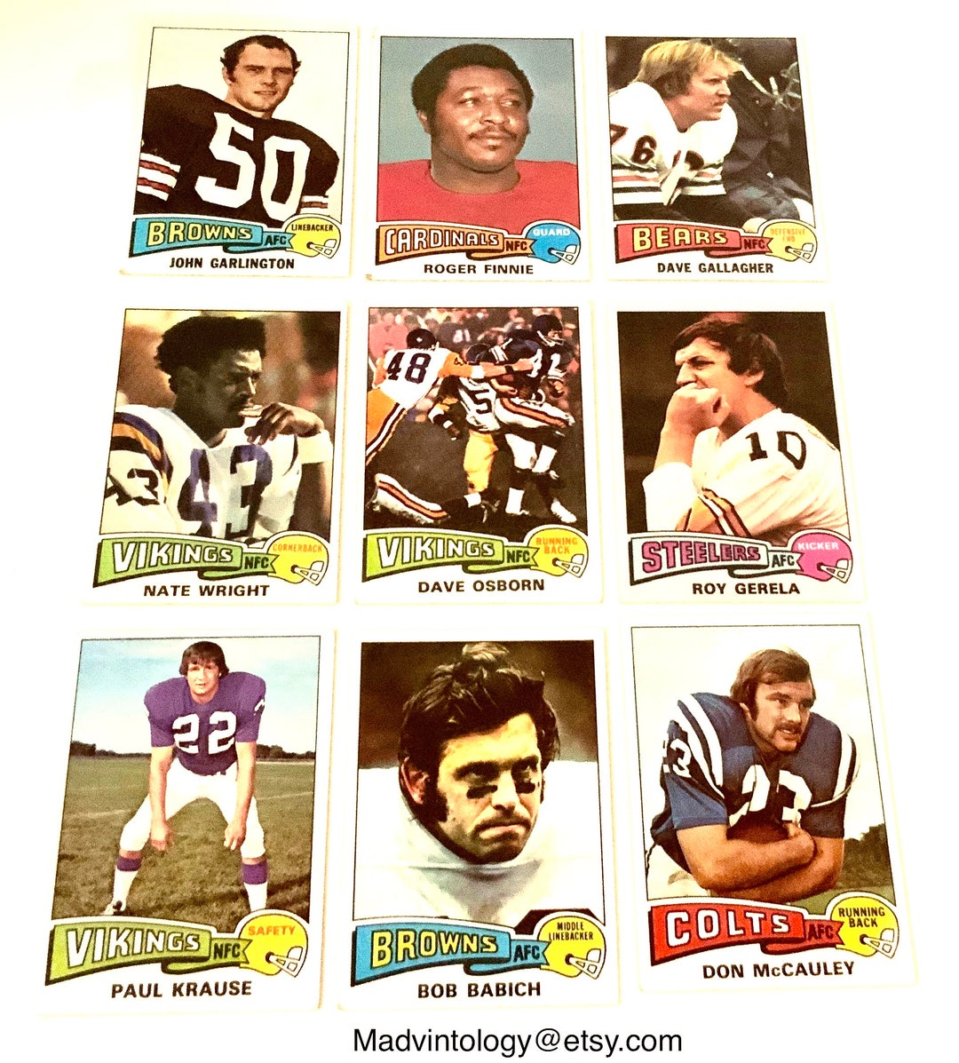Vintage 1970s Sheet Lot of 9 NFL Football Trading Cards - Etsy