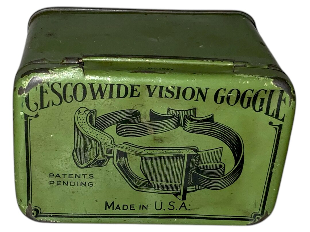 Vintage 1935 Cescowide Vision Goggle Tin Motorcycle Original Case RARE ...