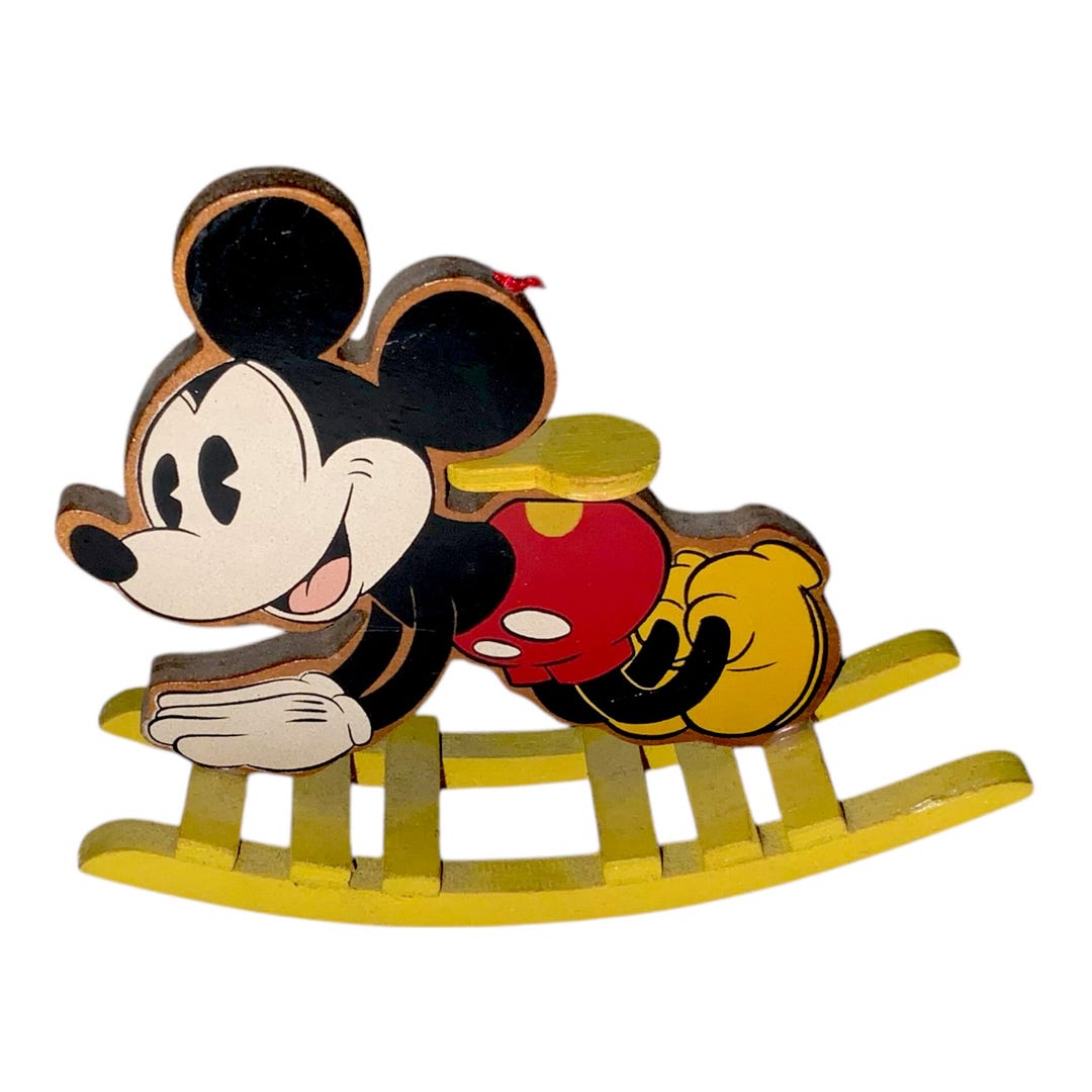 Vintage Mickey Mouse Wooden Rocker Rocking Horse Toy Collectible ...