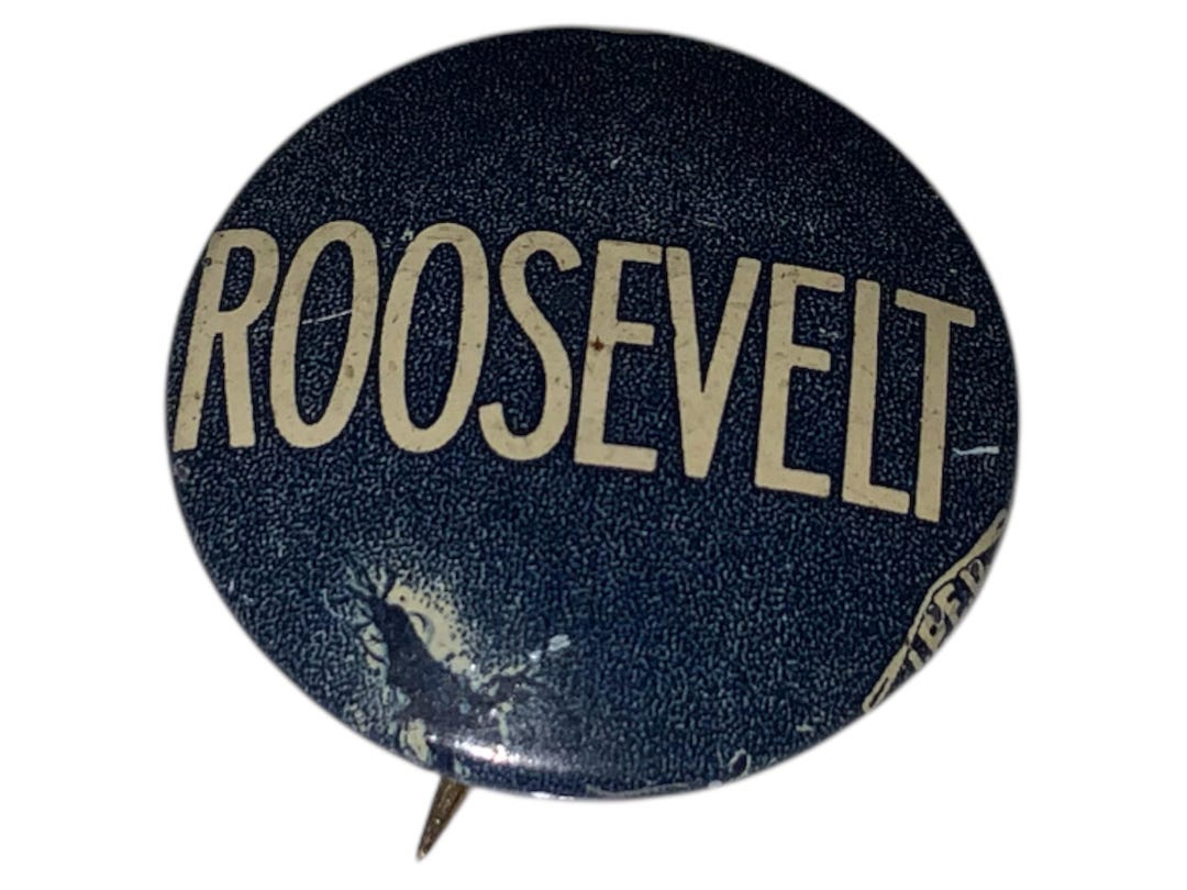 Vintage Roosevelt Presidential Campaign Pinback Button Badge Pin St ...